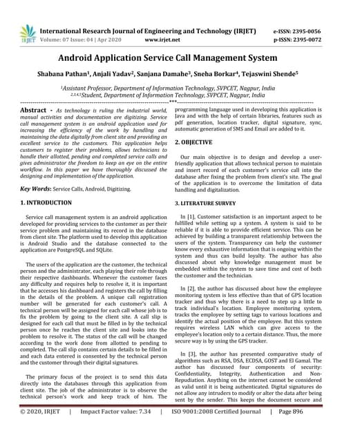 Irjet Android Application Service Call Management System Pdf