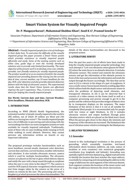 Final Year Project Presentation for blind smart glasses.pptx | Eye and ...