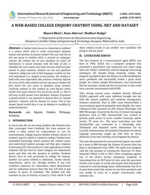 Student information chatbot final report | PDF | Computer Software and ...