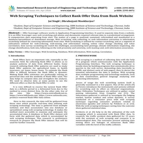 IRJET- Web Scraping Techniques to Collect Bank Offer Data from Bank Website | PDF