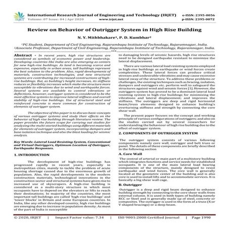 COMPARATIVE STUDY OF OUTRIGGER STRUCTURE WITH DIFFERENT CONFIGURATIONS ...