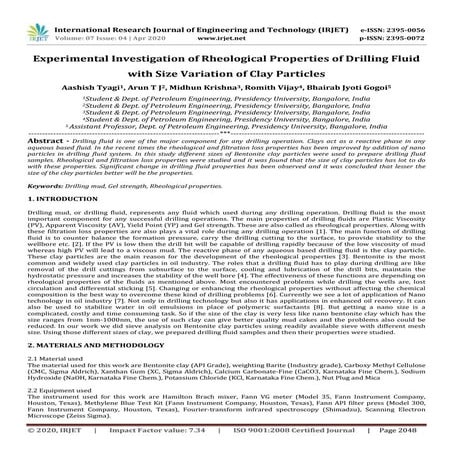 IRJET - Experimental Investigation of Rheological Properties of ...