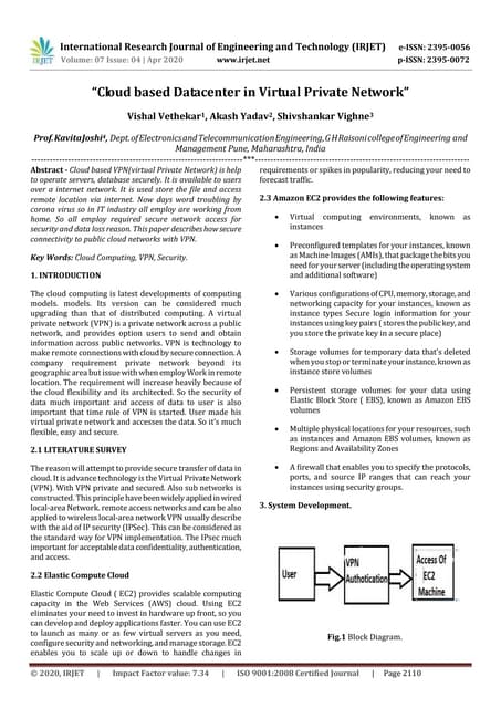 Irjet Cloud Based Datacenter In Virtual Private Network Pdf