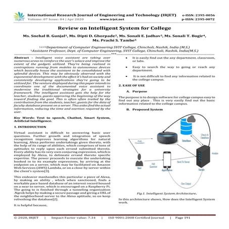 IRJET- Review on Intelligent System for College | PDF