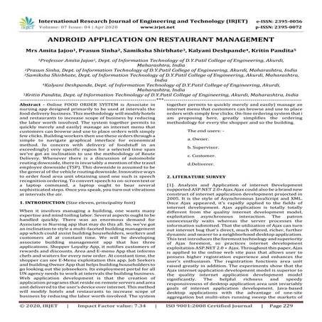 IRJET- Android Application on Restaurant Management | PDF