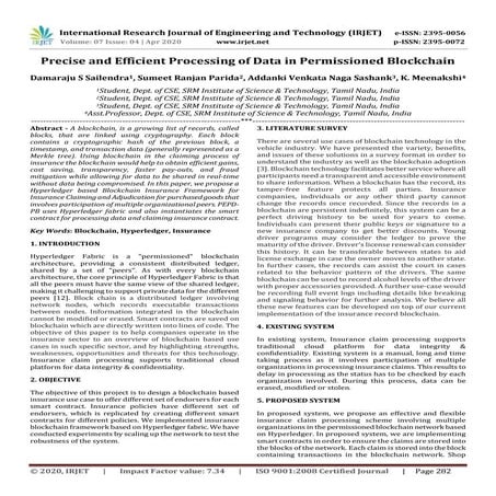 IRJET - Precise and Efficient Processing of Data in Permissioned Blockchain | PDF