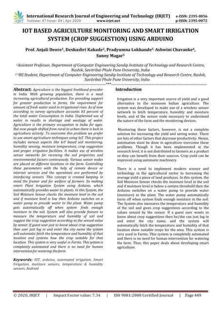 IOT IN ENABLED SMART FRAMING APPLICATION MINI PROJECT | PPTX