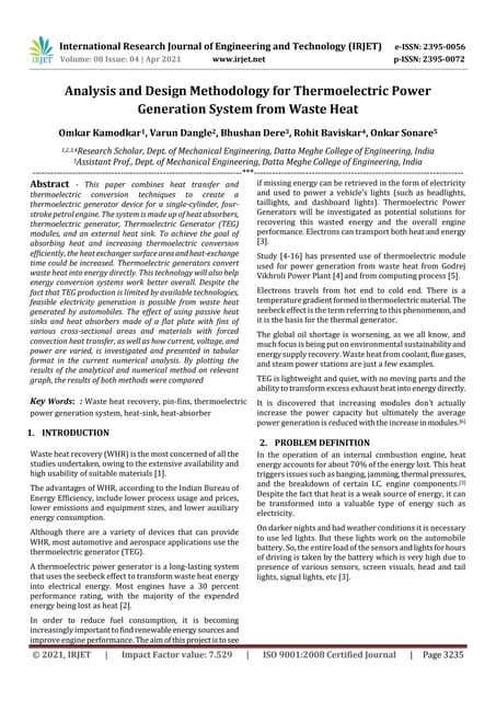 Thermoelectric Generator Pptx