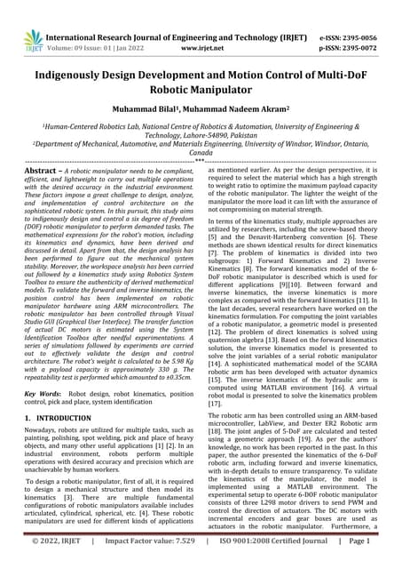 Kinematics Modeling and Simulation of SCARA Robot Arm | PDF
