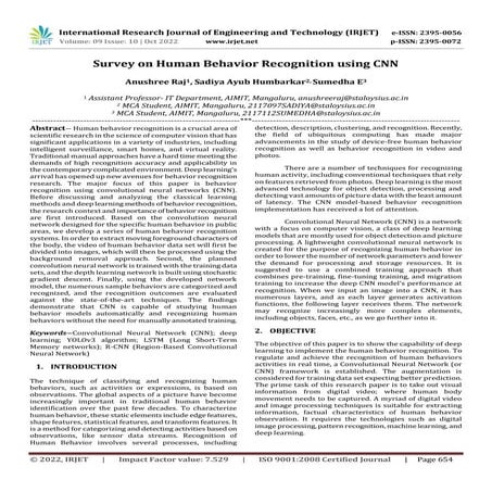 Survey on Human Behavior Recognition using CNN | PDF
