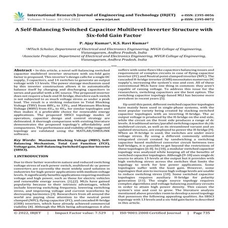 A Self Balancing Switched Capacitor Multilevel Inverter Structure With Six Fold Gain Factor Pdf