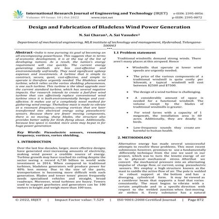 Design and Fabrication of Bladeless Wind Power Generation | PDF