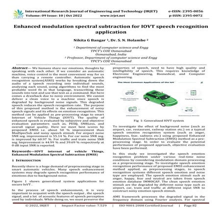 Enhanced modulation spectral subtraction for IOVT speech recognition application | PDF | Digital ...
