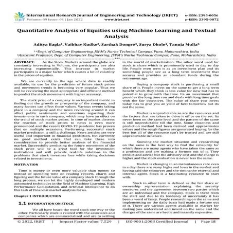Quantitative Analysis of Equities using Machine Learning and Textual ...
