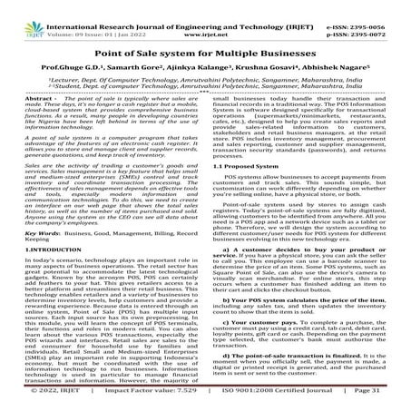 Point of Sale system for Multiple Businesses | PDF