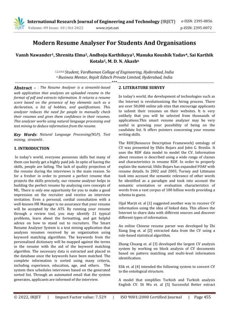 AUTOMATED RESUME EXTRACTION AND CANDIDATE SELECTION | PDF