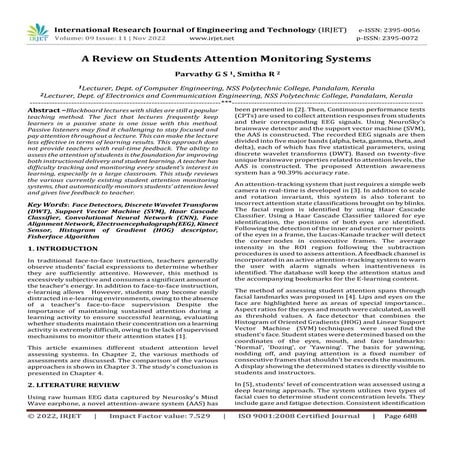 A Review on Students Attention Monitoring Systems | PDF
