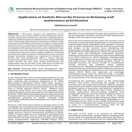 Application of Analytic Hierarchy Process to Retaining wall maintenance prioritization | PDF ...