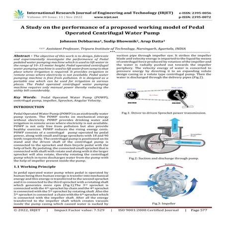 A Study on the performance of a proposed working model of Pedal ...