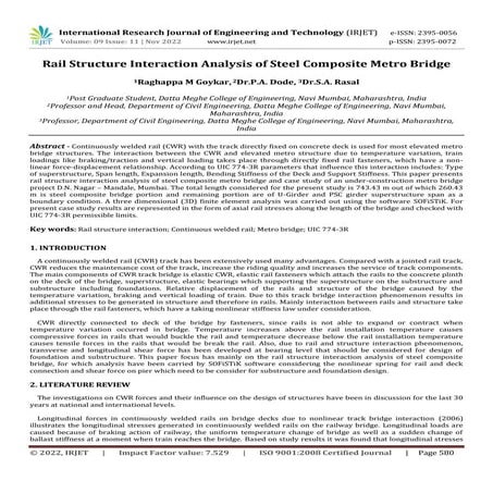 Rail Structure Interaction Analysis of Steel Composite Metro Bridge | PDF
