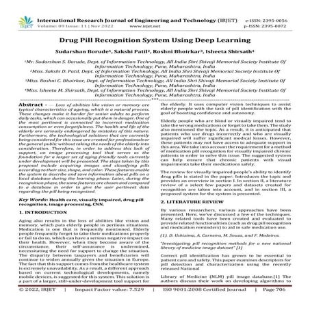 Drug Pill Recognition System Using Deep Learning | PDF | Eye and Vision ...