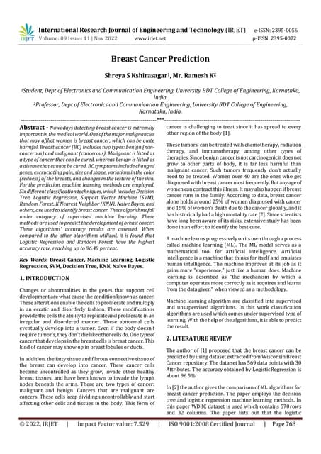 Machine Learning - Breast Cancer Diagnosis | PPTX