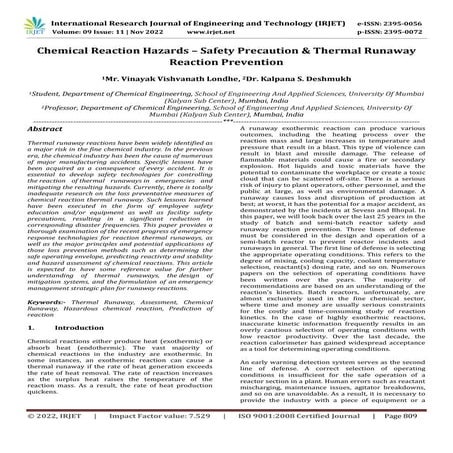 Chemical Reaction Hazards – Safety Precaution & Thermal Runaway ...
