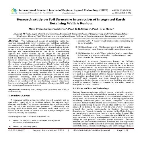Research study on Soil Structure Interaction of Integrated Earth Retaining Wall: A Review | PDF ...
