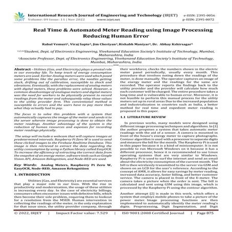 Real Time And Automated Meter Reading Using Image Processing Reducing