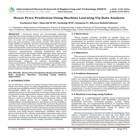 House Price Prediction Using Machine Learning Via Data Analysis | PDF