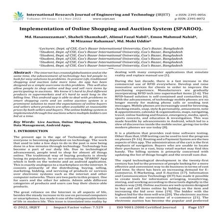 Implementation of Online Shopping and Auction System (SPAROO). | PDF