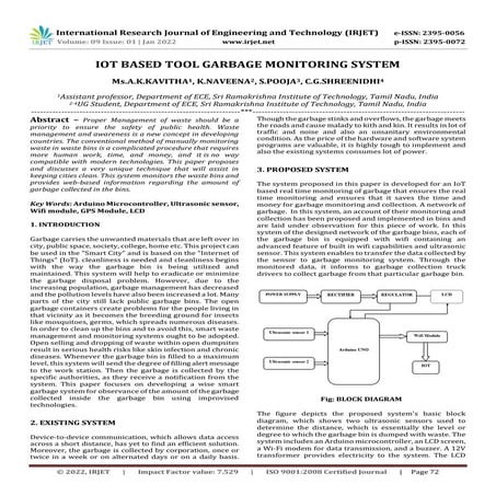 Iot Based Tool Garbage Monitoring System Pdf