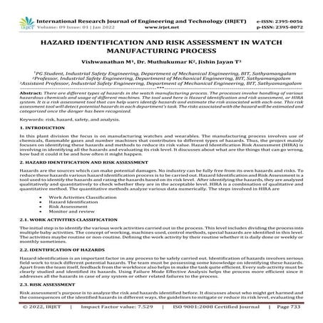 HAZARD IDENTIFICATION AND RISK ASSESSMENT IN WATCH MANUFACTURING ...
