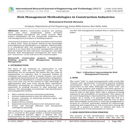 Risk Management Methodologies in Construction Industries | PDF