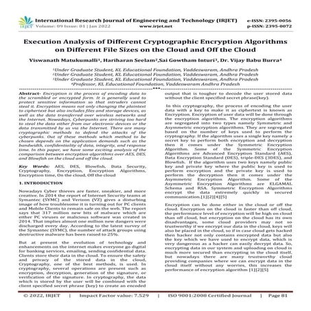 Execution Analysis Of Different Cryptographic Encryption Algorithms On