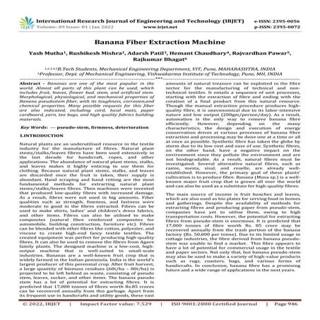 Banana Fiber Extraction Machine | PDF