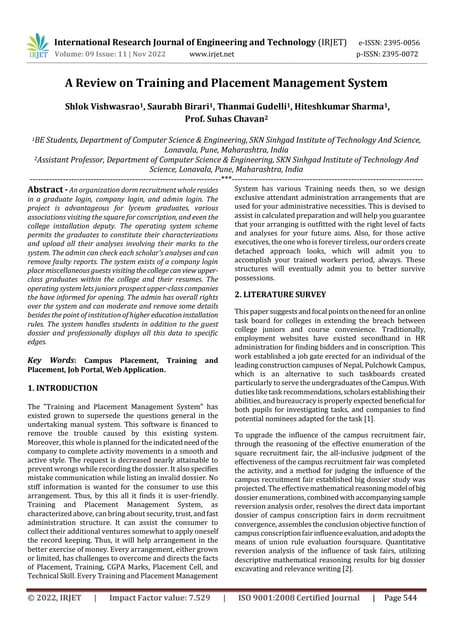 A Literature Survey on Student Profile Management System | PDF