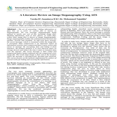 A Literature Review On Image Steganography Using Aes Pdf