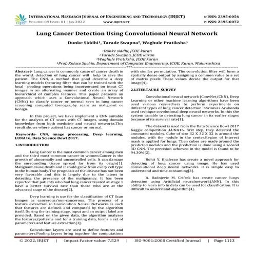 Lung Cancer Detection Using Convolutional Neural Network Pdf