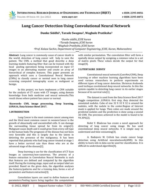 Deep Learning for Lung Cancer Detection | PPT