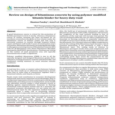Review on design of bituminous concrete by using polymer modified ...