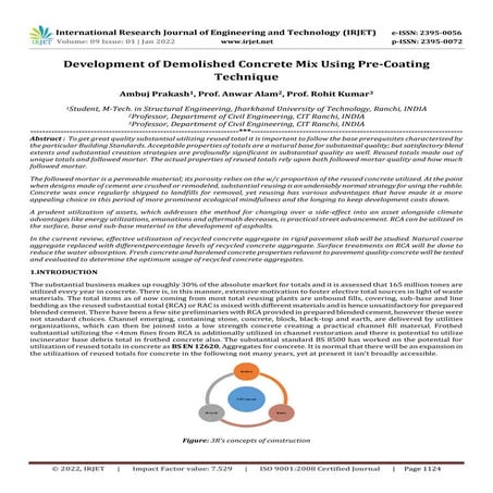 Development of Demolished Concrete Mix Using Pre-Coating Technique | PDF