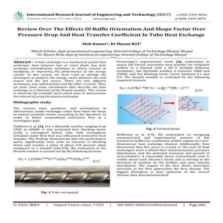 Review Over The Effects Of Baffle Orientation And Shape Factor Over ...