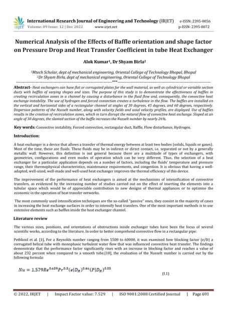 EFFECT OF DIMPLES ON FLOW PERFORMANCE OF ENHANCED SURFACE TUBES | PDF ...