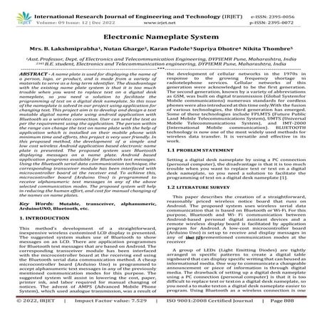 Electronic Nameplate System | PDF