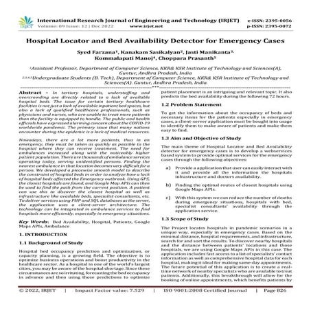 Hospital Locator and Bed Availability Detector for Emergency Cases | PDF