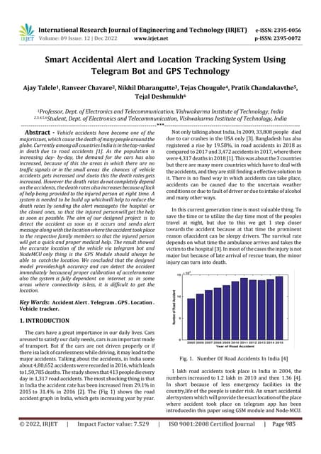 SMART ACCIDENT DETECTION AND ALERT MESSAGE SYSTEM | PDF | Injuries | Diseases and Conditions