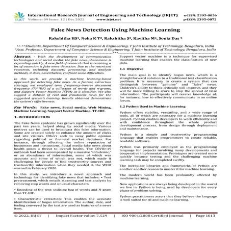 Fake News Detection Using Machine Learning | PDF