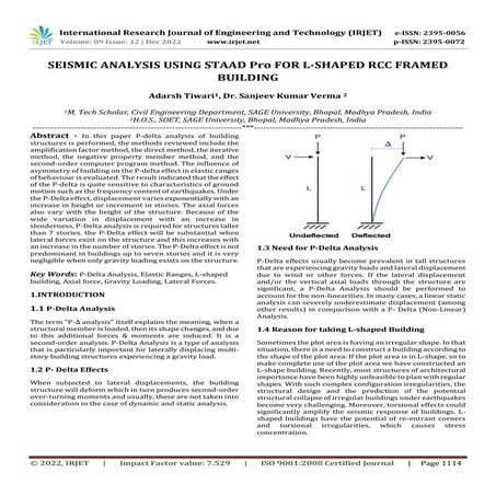 SEISMIC ANALYSIS USING STAAD Pro FOR L-SHAPED RCC FRAMED BUILDING | PDF
