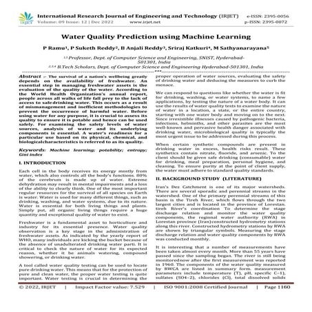 Water Quality Prediction using Machine Learning | PDF